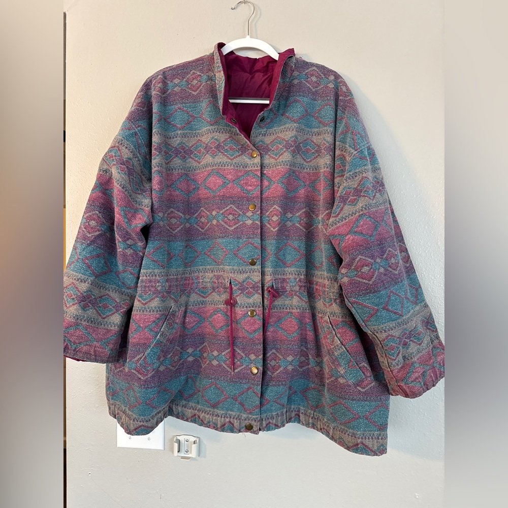 Vintage Reversible Southwestern Jacket Aztec Tribal P… - Gem